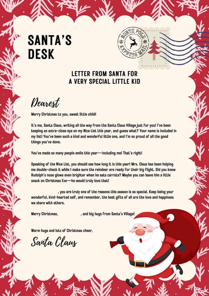 Personalized Santa Letter • Christmas Keepsake (digital Download or ...
