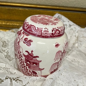MASONS England Transferware Red White Chinoiserie Pattern Ginger Jar ...