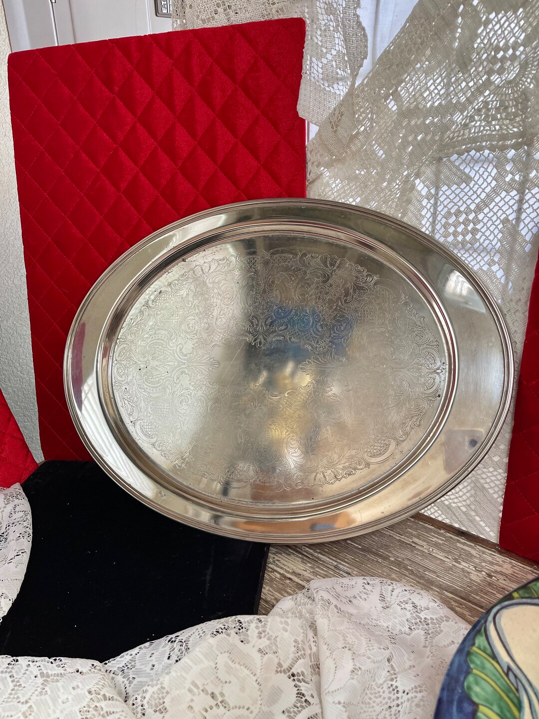LEONARD Italy Oval Silverplate Platter Vintage Makers Mark Leonard ...