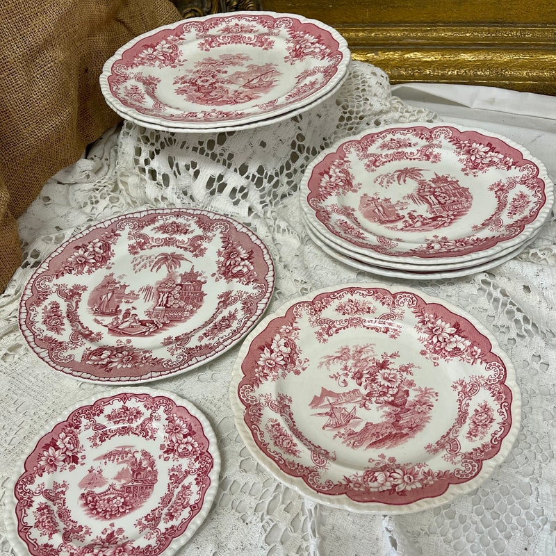Red Transfer Ware - Etsy