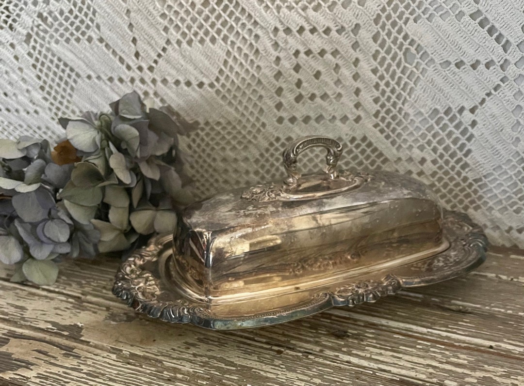 Gorham Silverplate Vintage Butter Server Dish With Lid Original Red ...