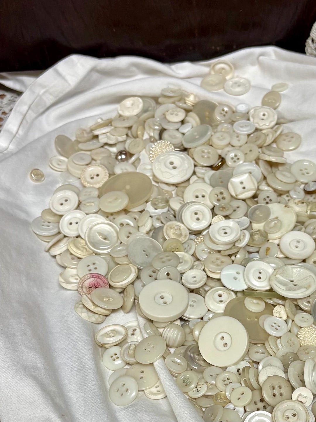 WHITE Vintage Buttons BAGS White Sewing Scrapbooking Art Craft Not New ...