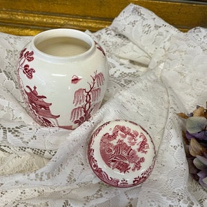 MASONS England Transferware Red White Chinoiserie Pattern Ginger Jar ...