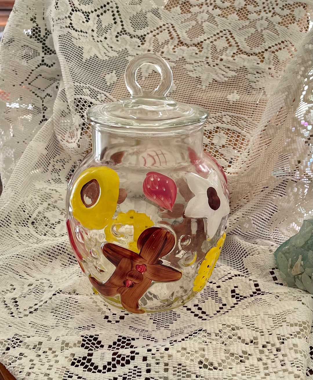 Vintage Hazel Atlas Clear Cookie Jar Molded Gingerbread Man Cookie ...