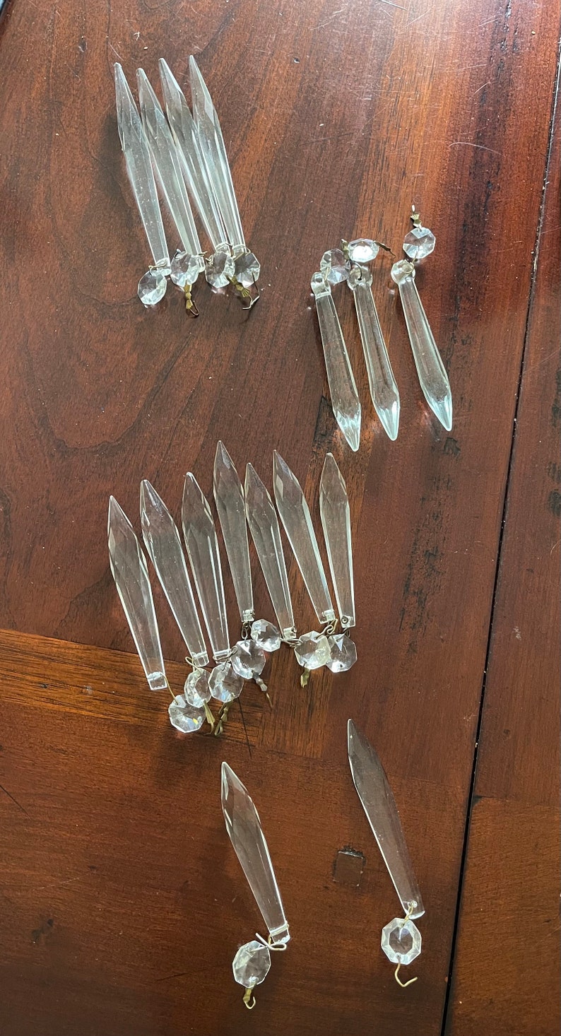 Antique Crystal Chandelier Icicle Prisms WITH Octagon Bead Connector ...