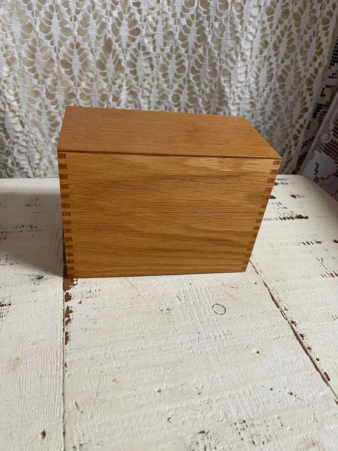 Box Joint Wood File Box Vintage Marked HEDBERG Company Desk Index Card ...
