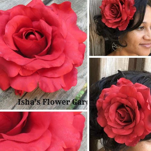 Wedding Flower Hair Clip-real Touch Red Rose Hair Clip Rose | Etsy