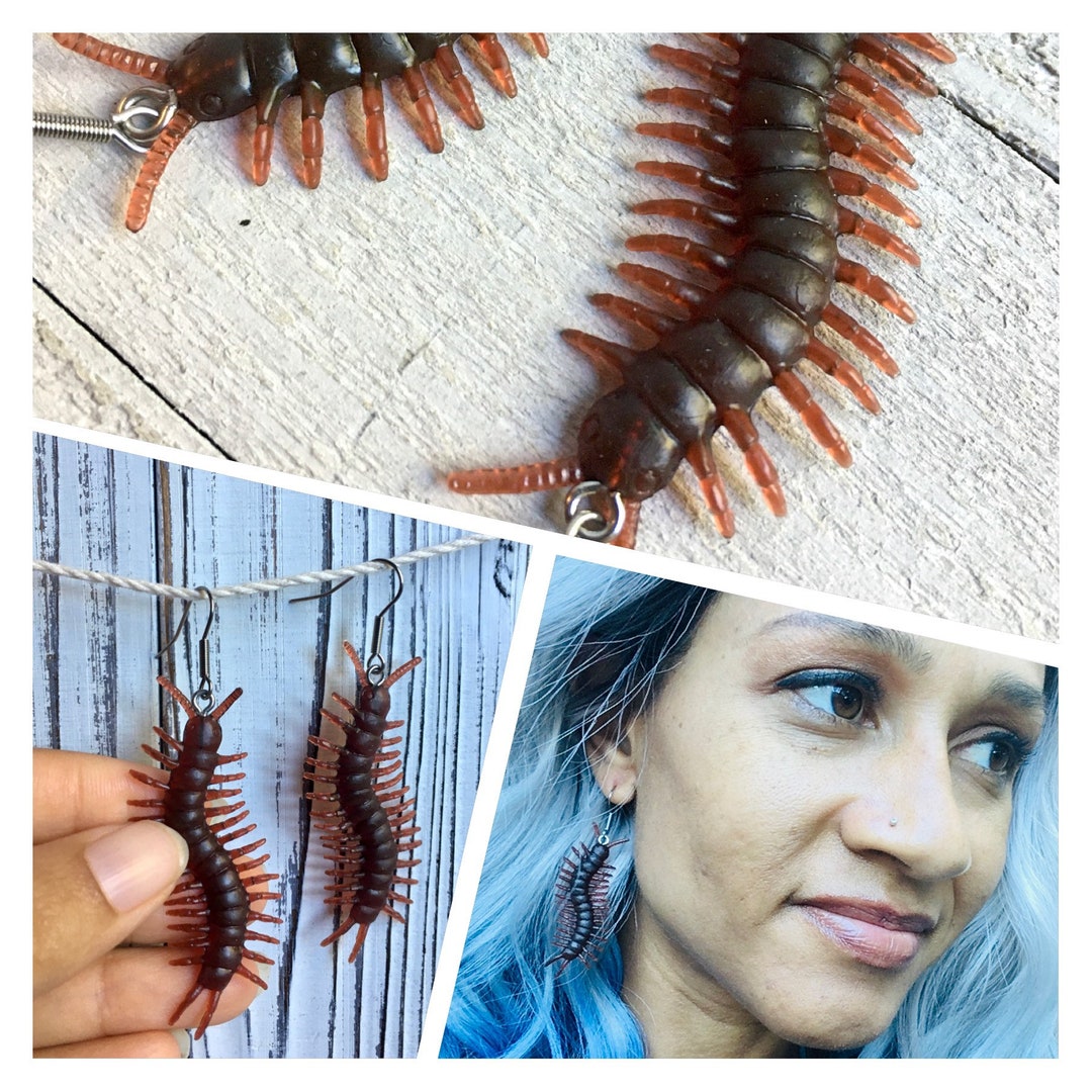 Evil Brown Centipede Earrings, Brown Centipede Earrings, Creepy ...