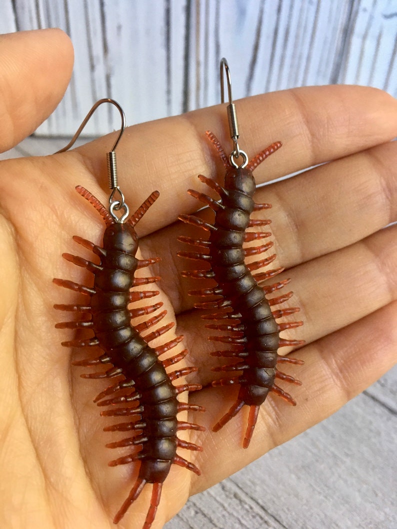 Evil brown centipede earrings brown centipede earrings | Etsy