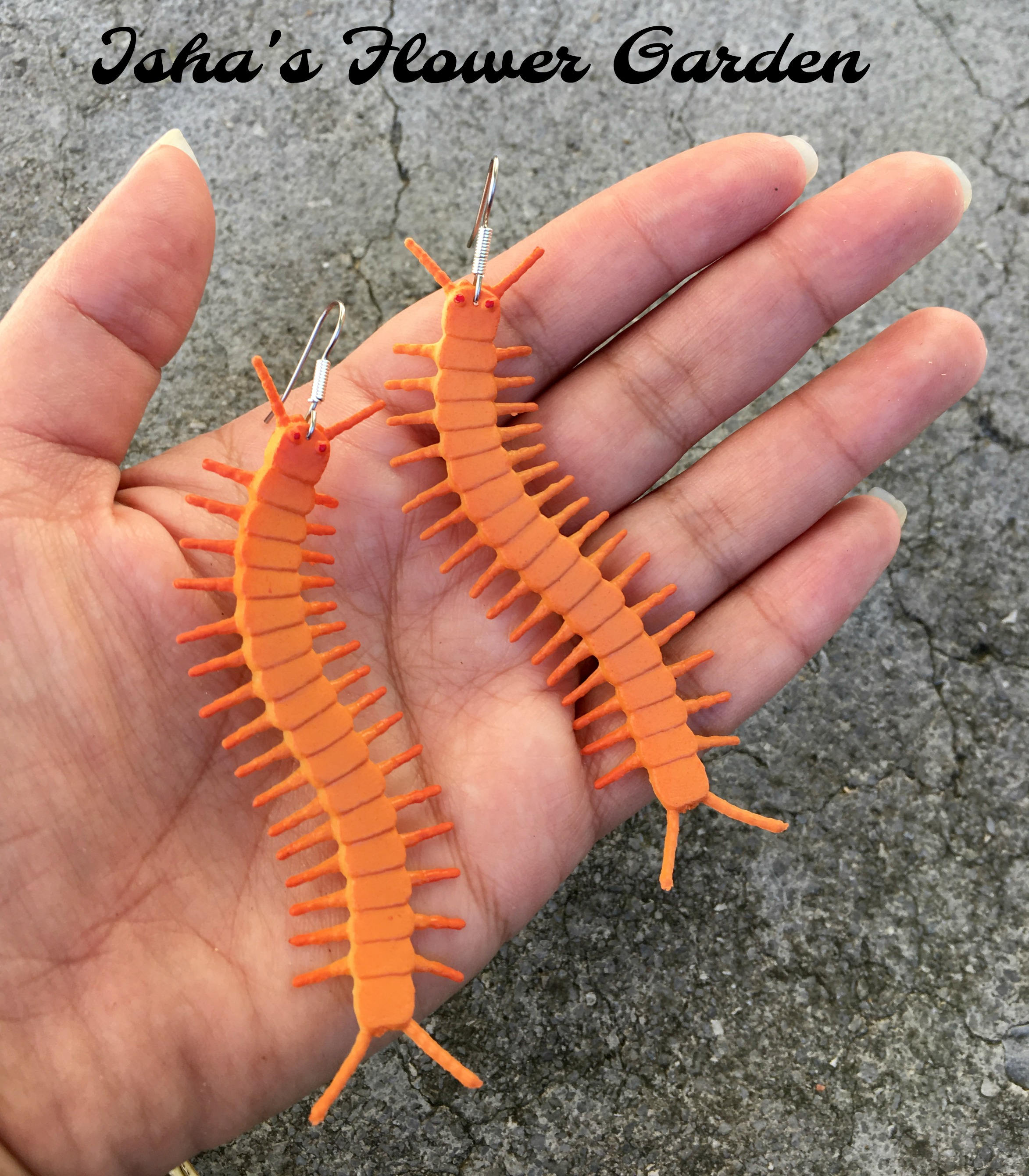 Centipede earrings orange centipede earrings millipede | Etsy