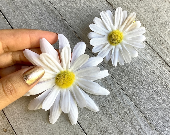 White Daisy Hair Clip, Daisy Hair Accessories, Daisy Flower Hair ...