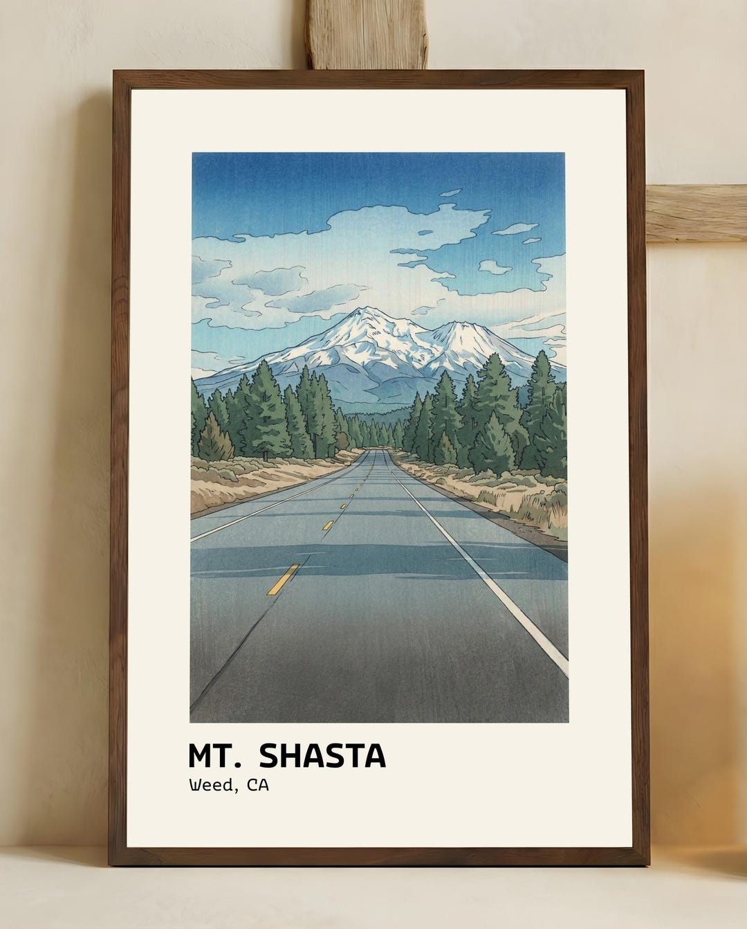 Mt. Shasta Wall Art Print – Weed California Landscape Poster - Vintage ...