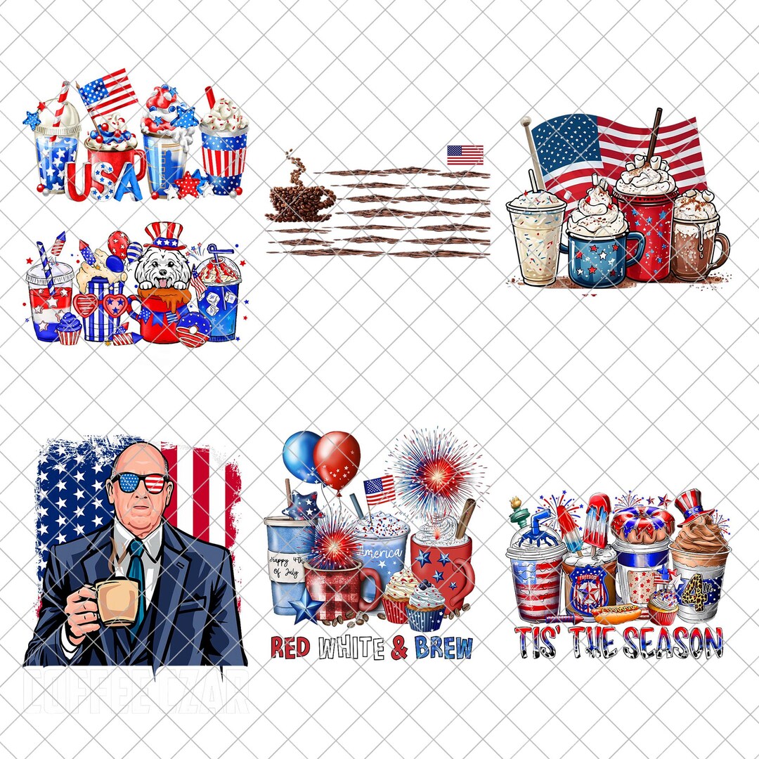 4th of July Coffee Png Bundle, Coffee Cups Png, 4th of July Png, Party ...