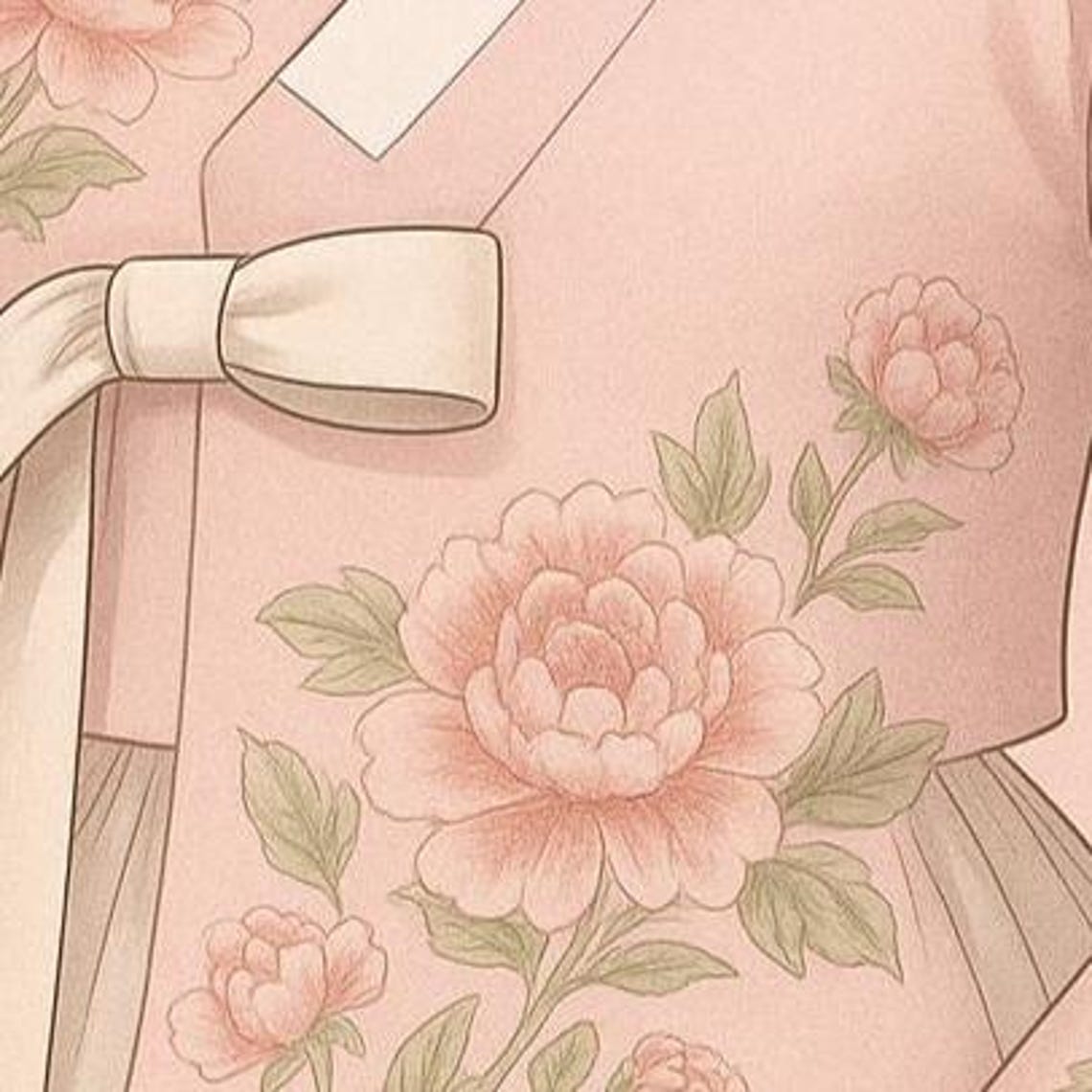 Printable Elegant Hanbok Illustration Design in Pastel Colors - Etsy