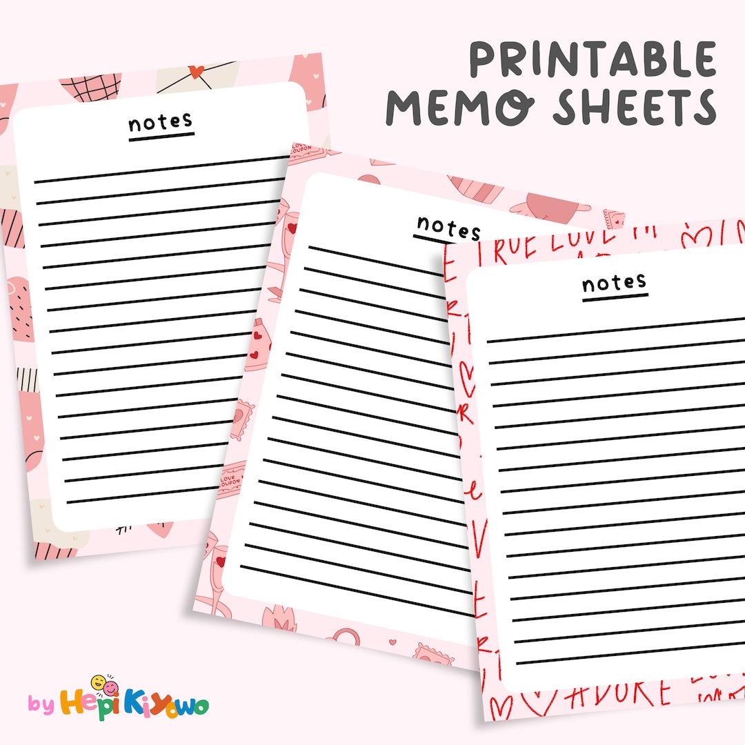 15 Printable Valentine Memo Sheets Love Themed Notepad Pages - Etsy
