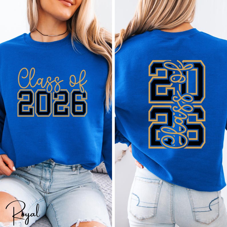 Class of 2026 High School Senior Sweatshirt | Senior 26 Cursive Varsity ...