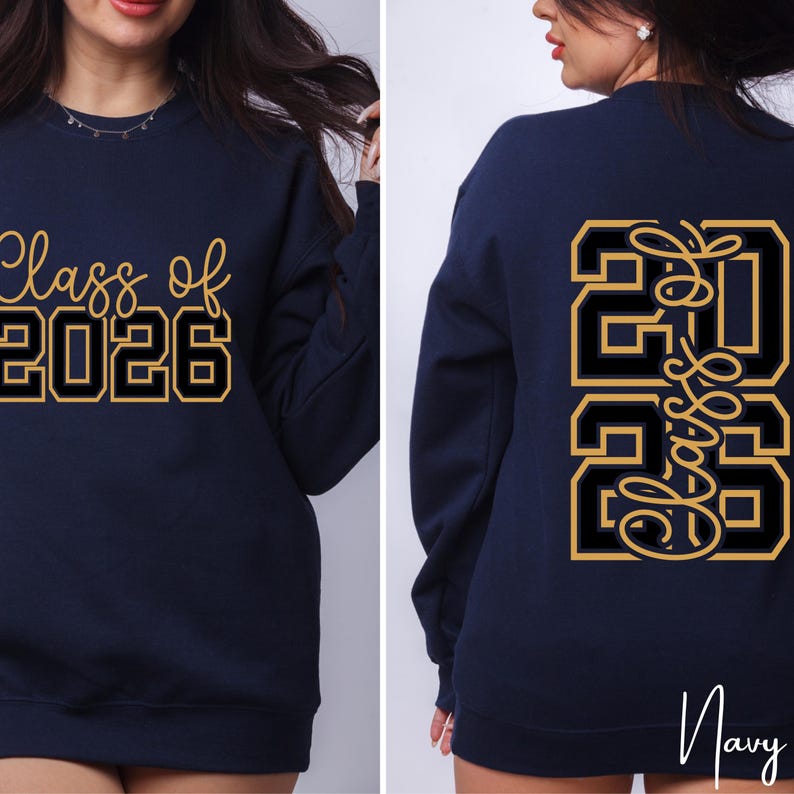 Class of 2026 High School Senior Sweatshirt | Senior 26 Cursive Varsity ...