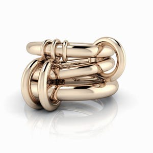 Connected Rings Sterling Silver, Stacking Rings, Chunky, Silver or Gold ...