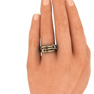 Diamond Stacking Rings Connected Linked Rings Brushed or Polished - Etsy