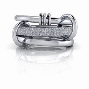 Diamond Connected Rings, Multi-ring, Gold Band Stacking Rings, Sterling ...