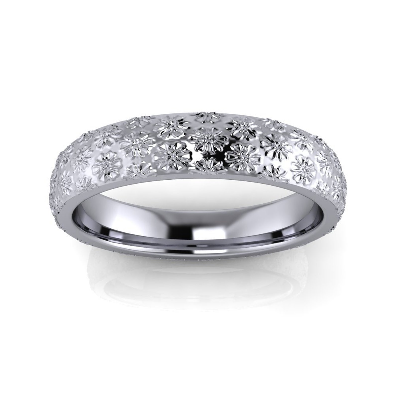 Women's Wedding Band Gold Band Flower Ring - Etsy