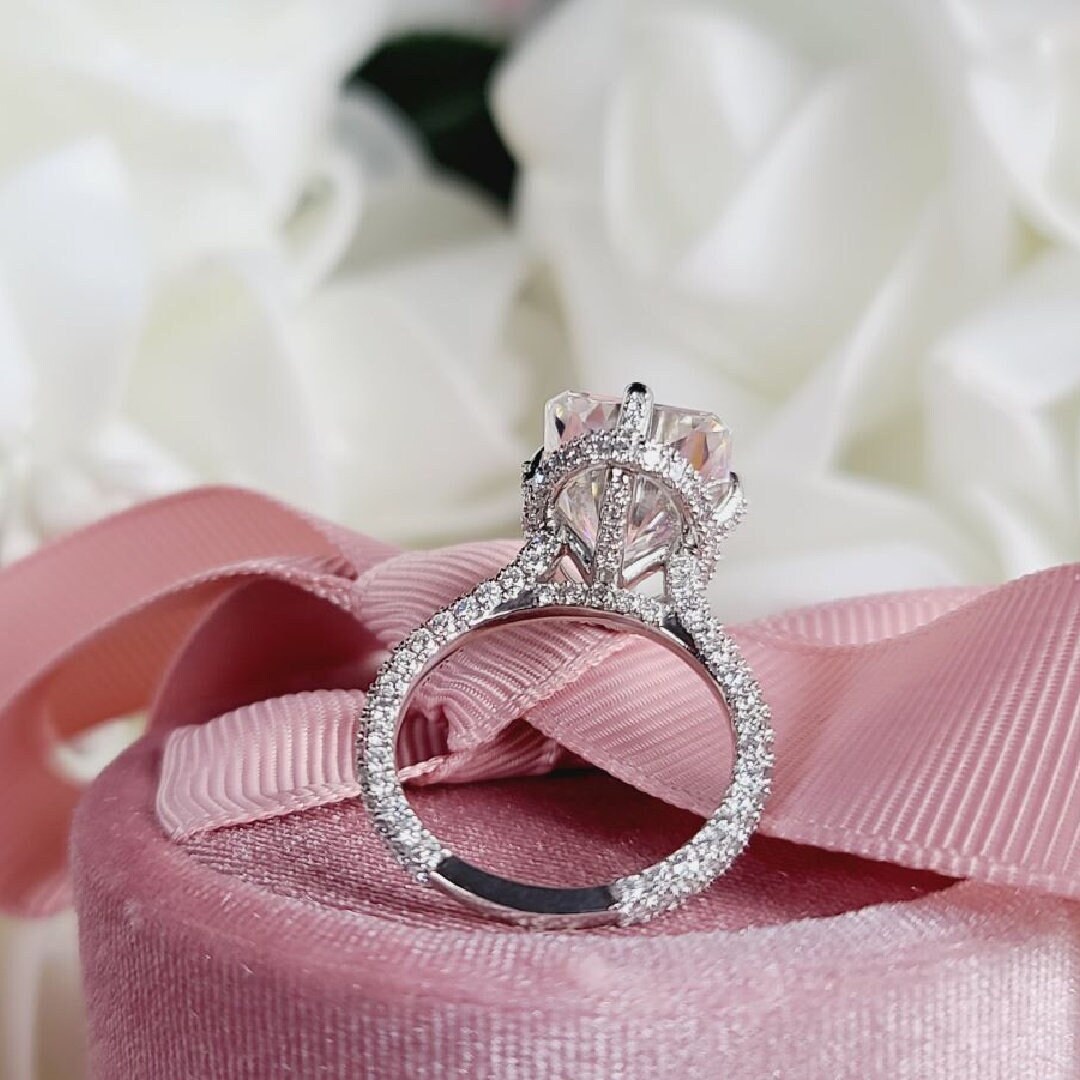 Iced Out Moissanite Engagement Ring Radiant Cut Cathedral Setting - Etsy