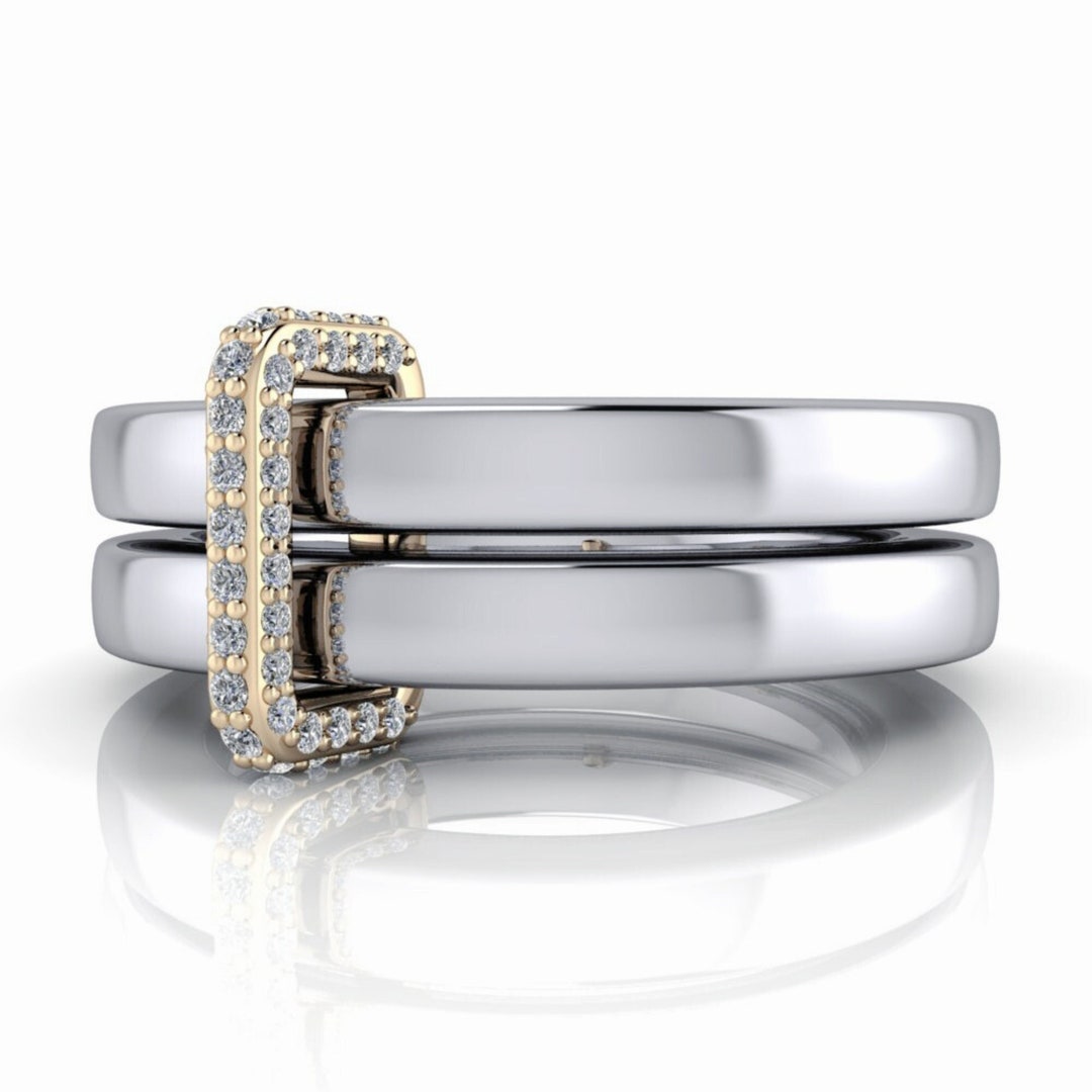 Connected Stacking Rings, Multi-band Ring, Solid Silver, Brushed or ...