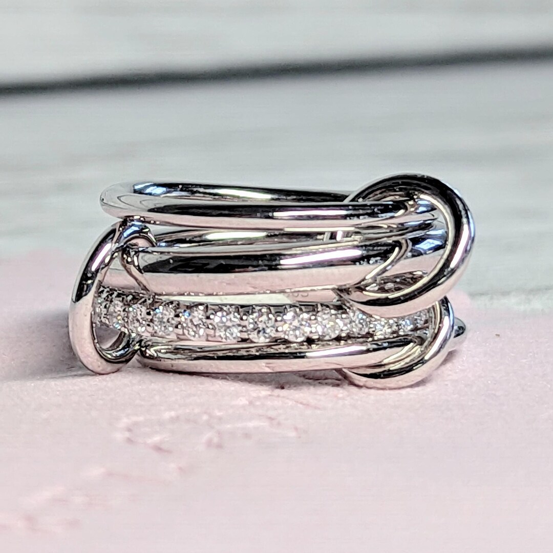 Connected Rings, Rings Joined Together, Solid Silver and Gold & Lab ...