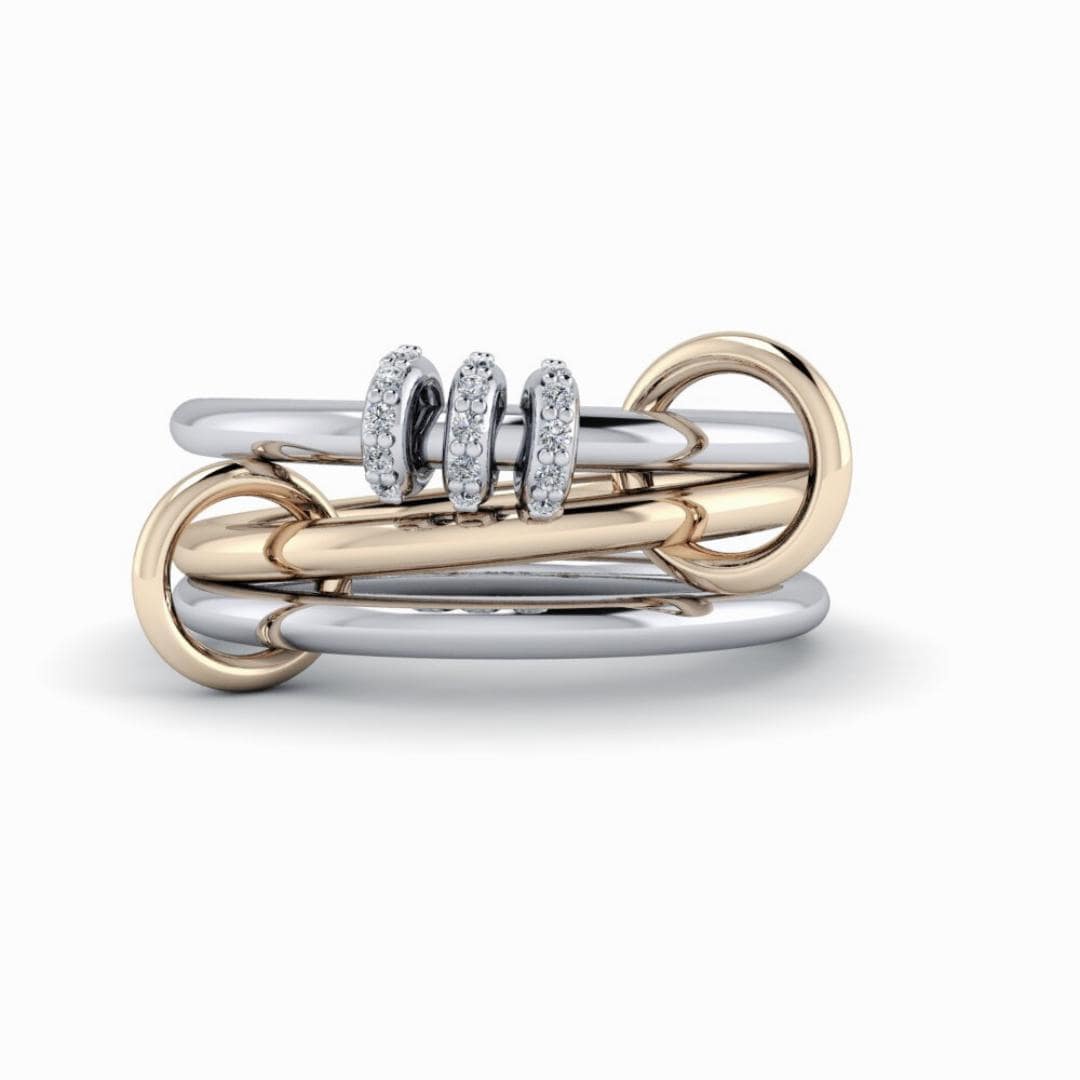 Rings Joined Together, Stack of Connected Rings, Solid Silver and Gold ...