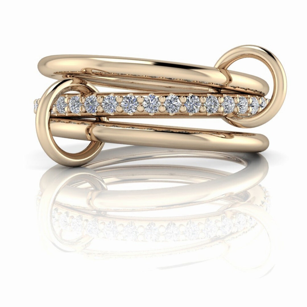 Gold Connected Rings, Trendy Stacking Rings, Silver Layering Rings ...