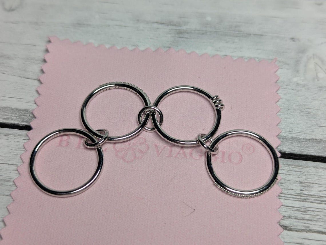 Connected Rings, Multi-band, Sterling Silver, Gold, Two Tone, CZ ...