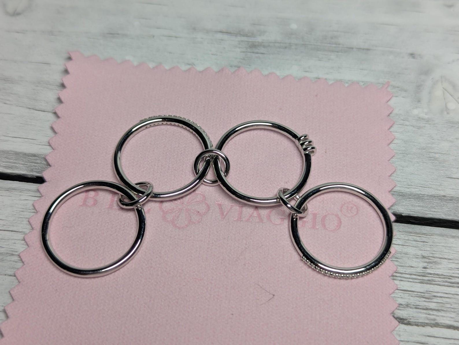 Connected Rings, Multi-band, Sterling Silver, Gold, Two Tone, CZ ...