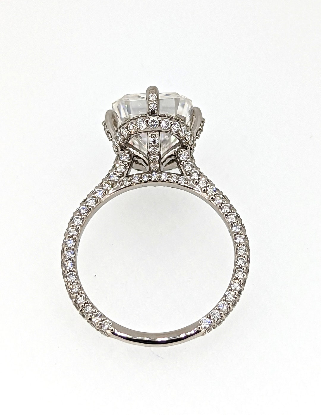 Emerald Hidden Halo Engagement Ring Iced Out NSEW Gold Ring Setting 8. ...