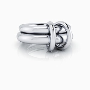 Connected Rings, Two Tone Multi-band Ring Sterling Silver Stacking ...