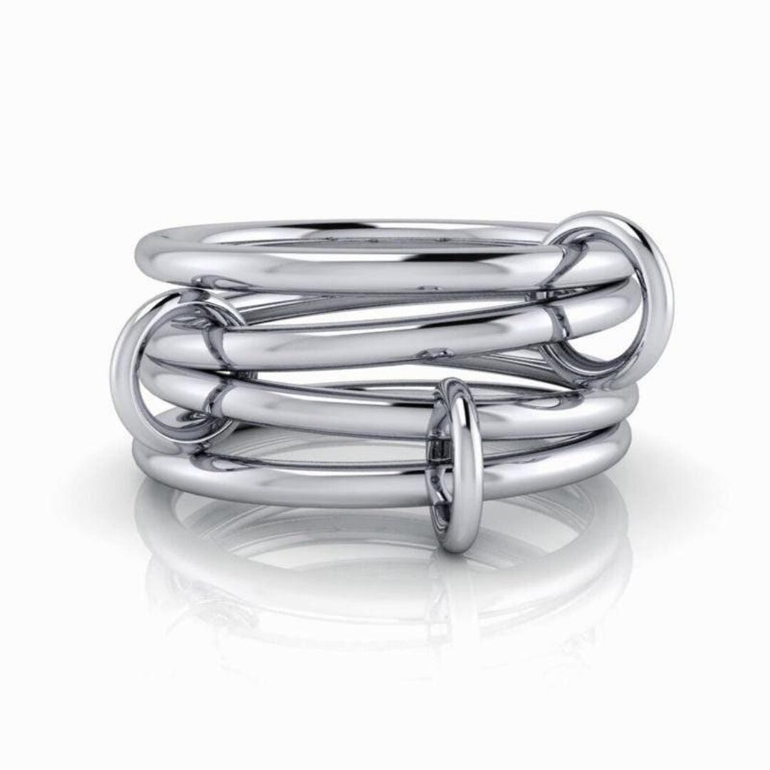 Sterling Silver & Gold Connected Rings - Layering Stacking Ring - Etsy