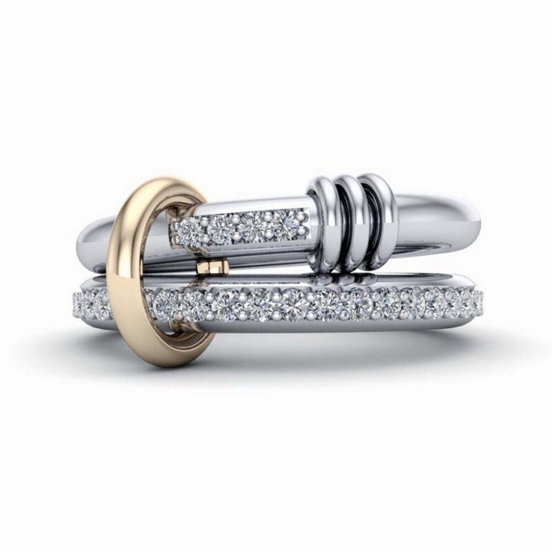 Fashion Connected Rings, Multi-ring Bands, Silver Stacking Rings - Etsy