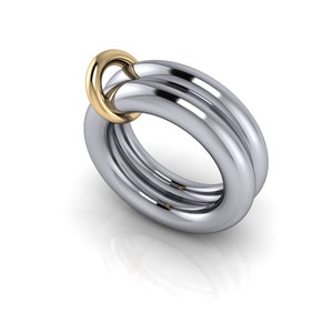 Solid Silver Stacking Rings, Connected Rings, Linked Rings, Two Tone - Etsy