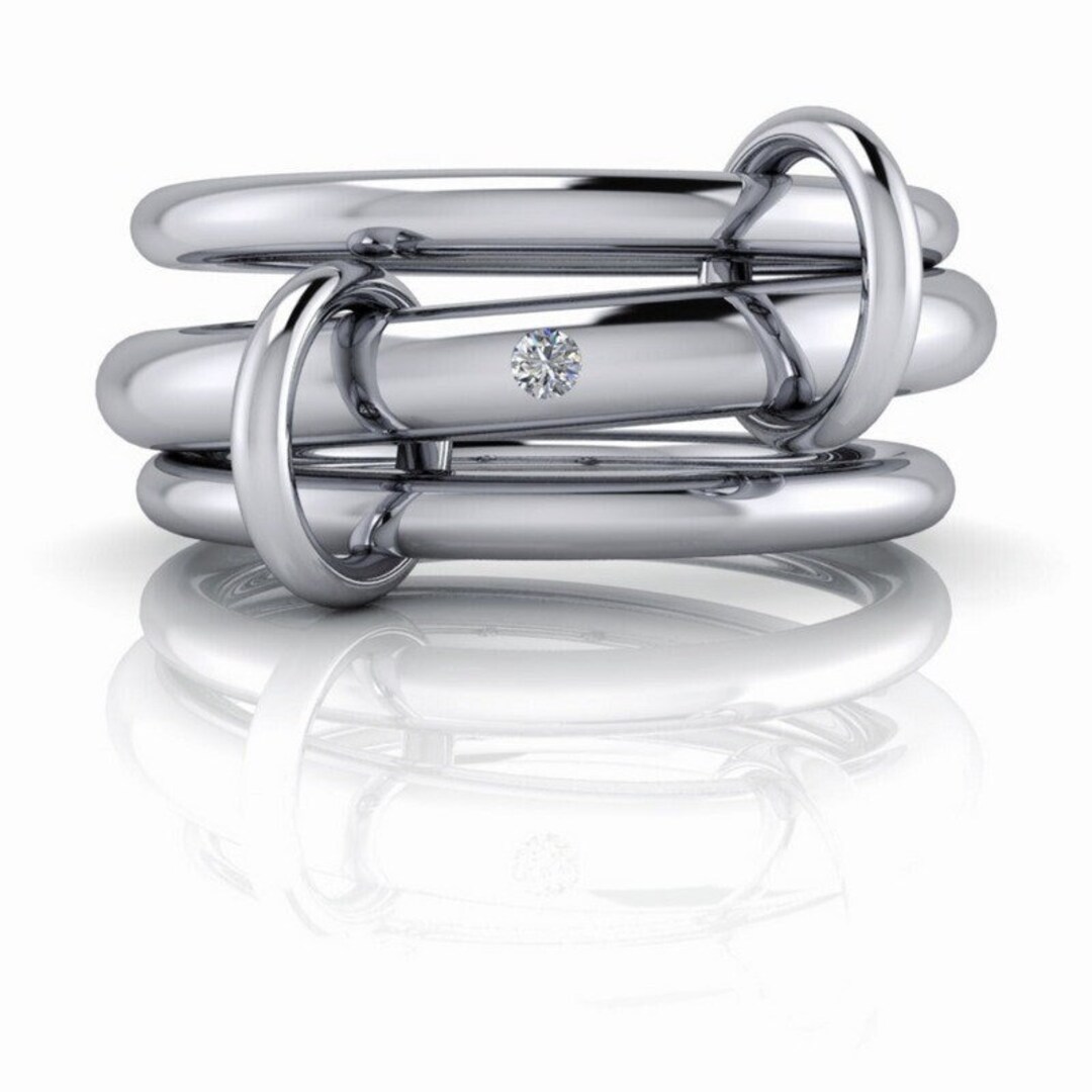 Silver Connected Stacking Rings, Layering Rings, Linked Rings - Etsy