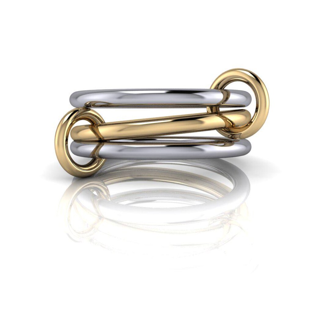 Two-tone Linked Rings, Connected Rings, Stacking Rings: Sterling Silver ...