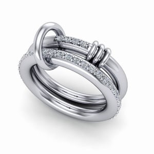 Silver Connected Rings, Stacking Rings, Linked Bands, Bel Viaggio ...