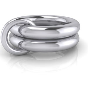 Solid Silver Stacking Rings, Connected Rings, Linked Rings, Two Tone - Etsy