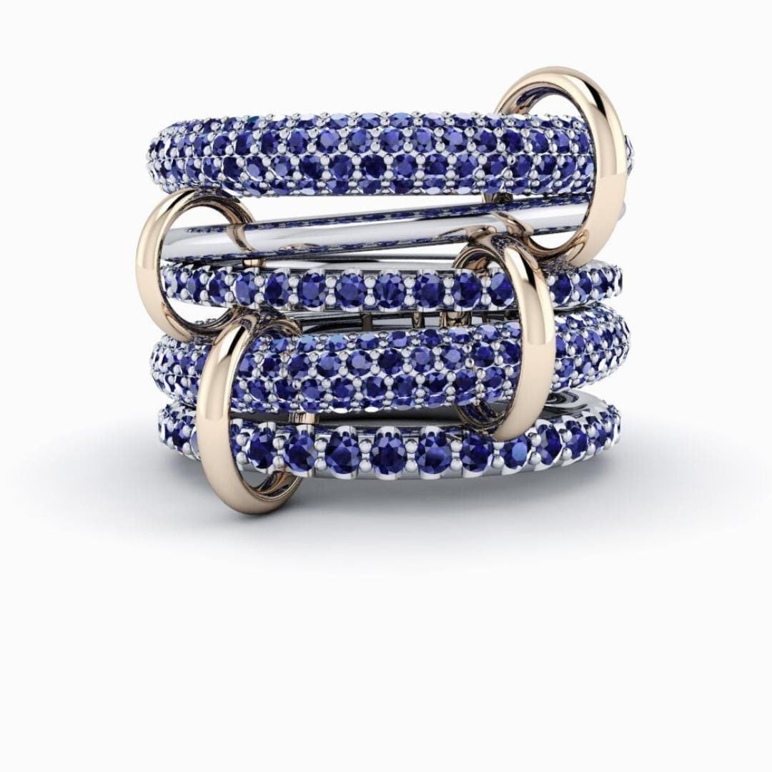 Stack of Connected Rings, Linked Stacking Rings, Solid Silver, Two Tone ...