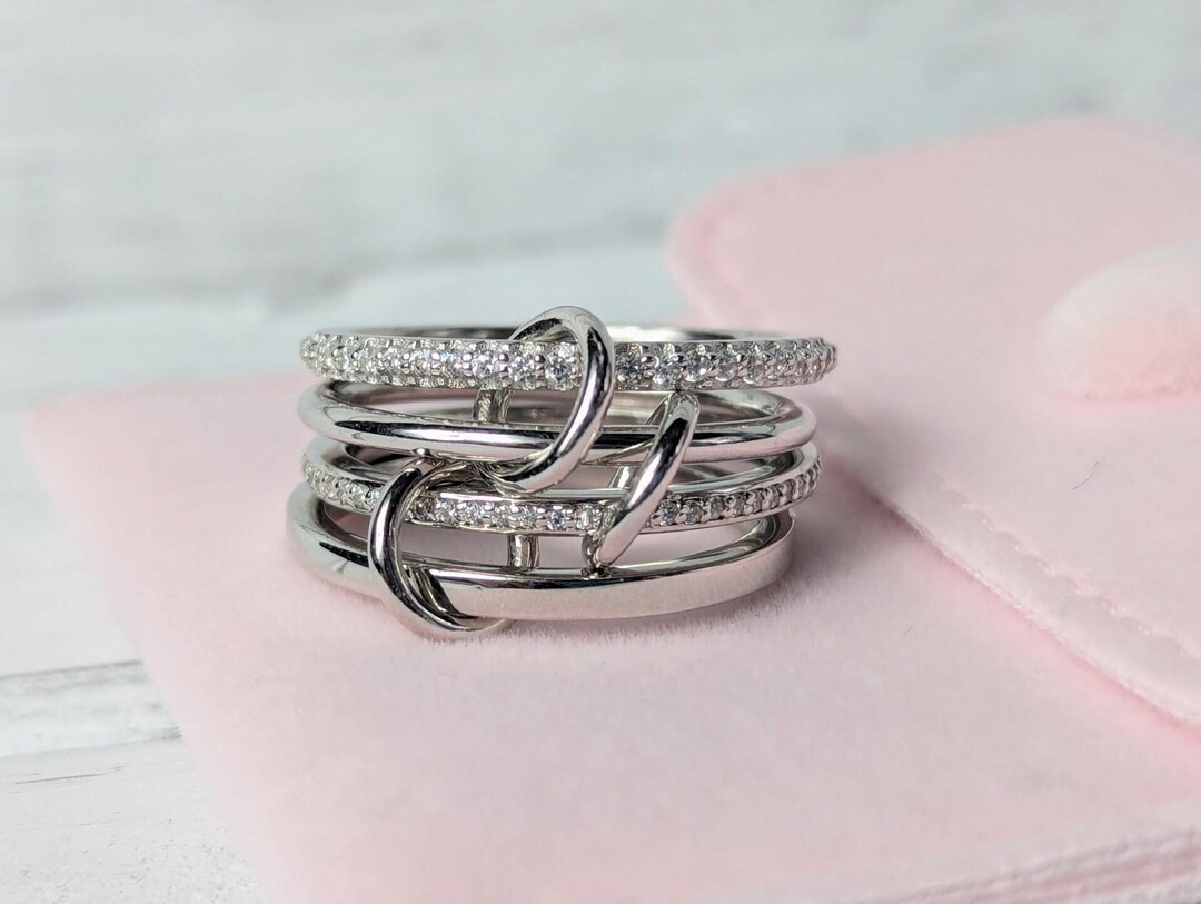 925 Silver Connected Stacking Rings, Rings Joined Together - Etsy