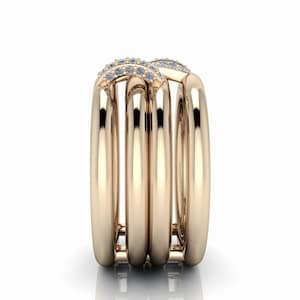 Anniversary Band Connected Rings, Diamond Ring, Gold Linked Rings ...