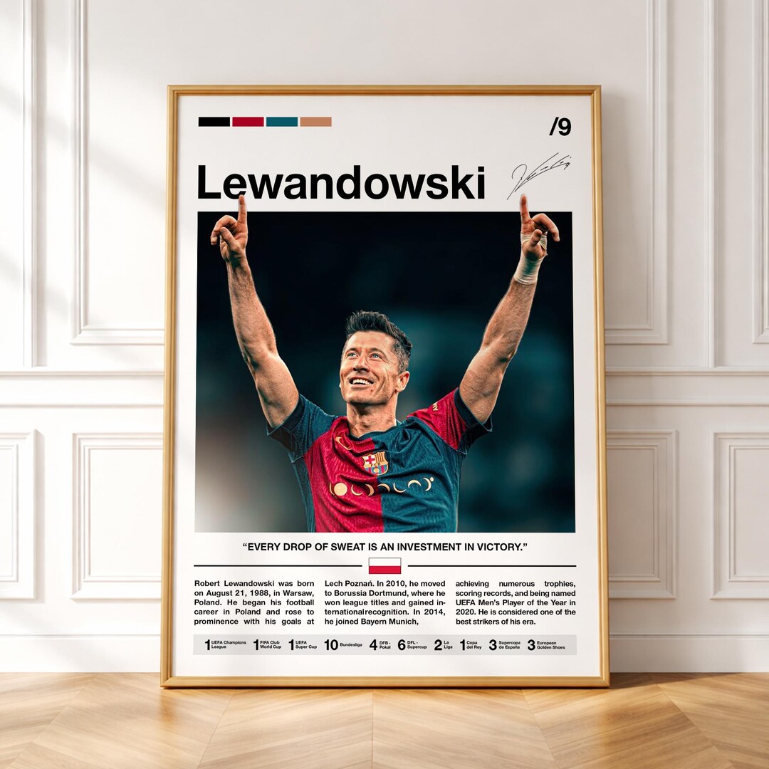 Robert Lewandowski Poster, FC Barcelona Wall Print, Football Poster ...