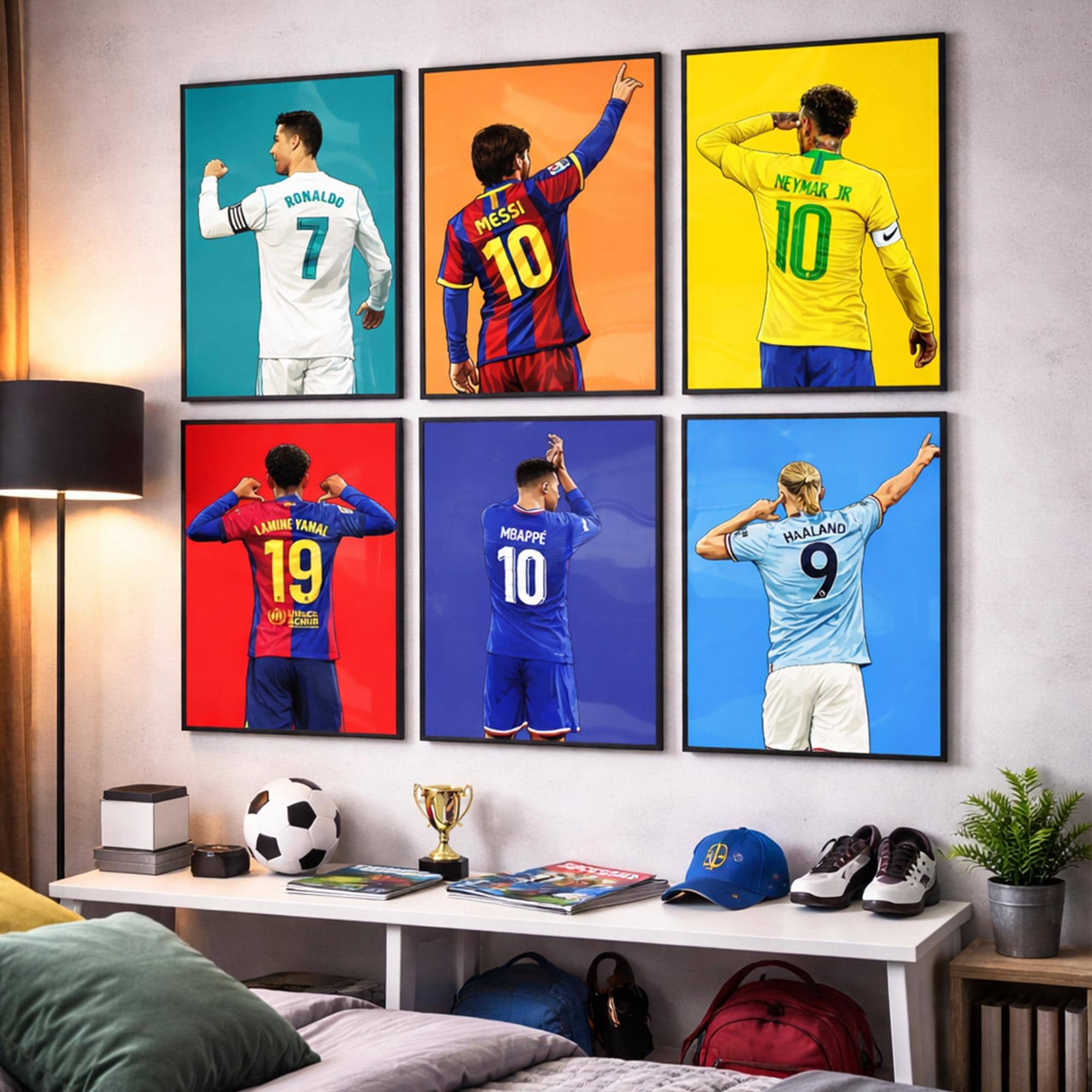 Soccer Stars Poster Set, Football Wall Art, Boys Room Soccer Decor Gift ...