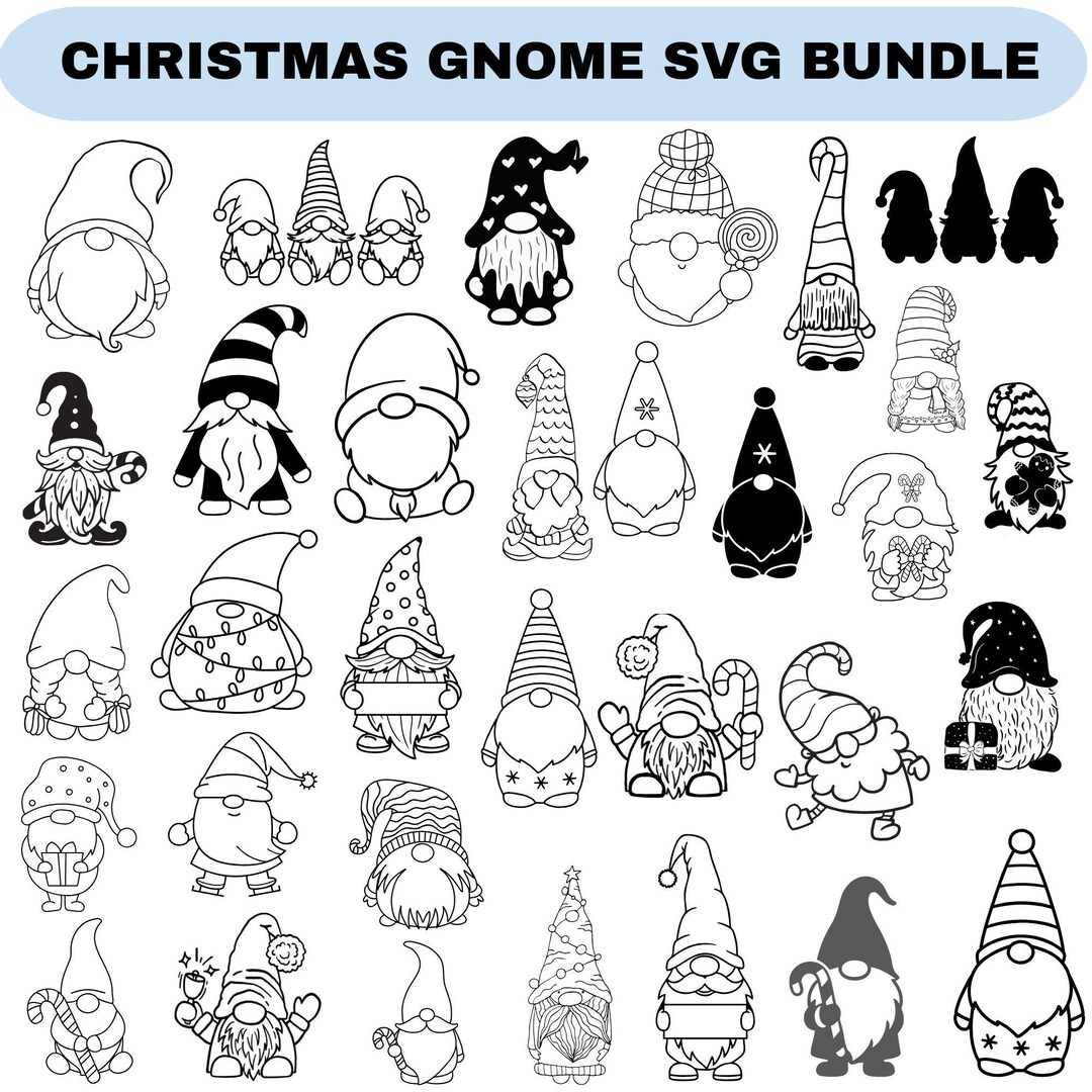 Christmas Gnome Doodle SVG Bundle, Cut Files (digital Download) - Etsy