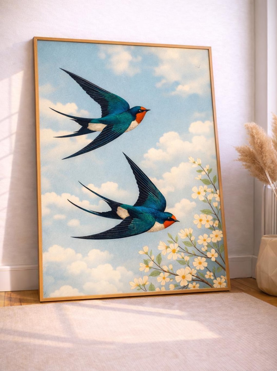 Vintage Swallow Bird Print – Japandi Style Nature Art . - Etsy