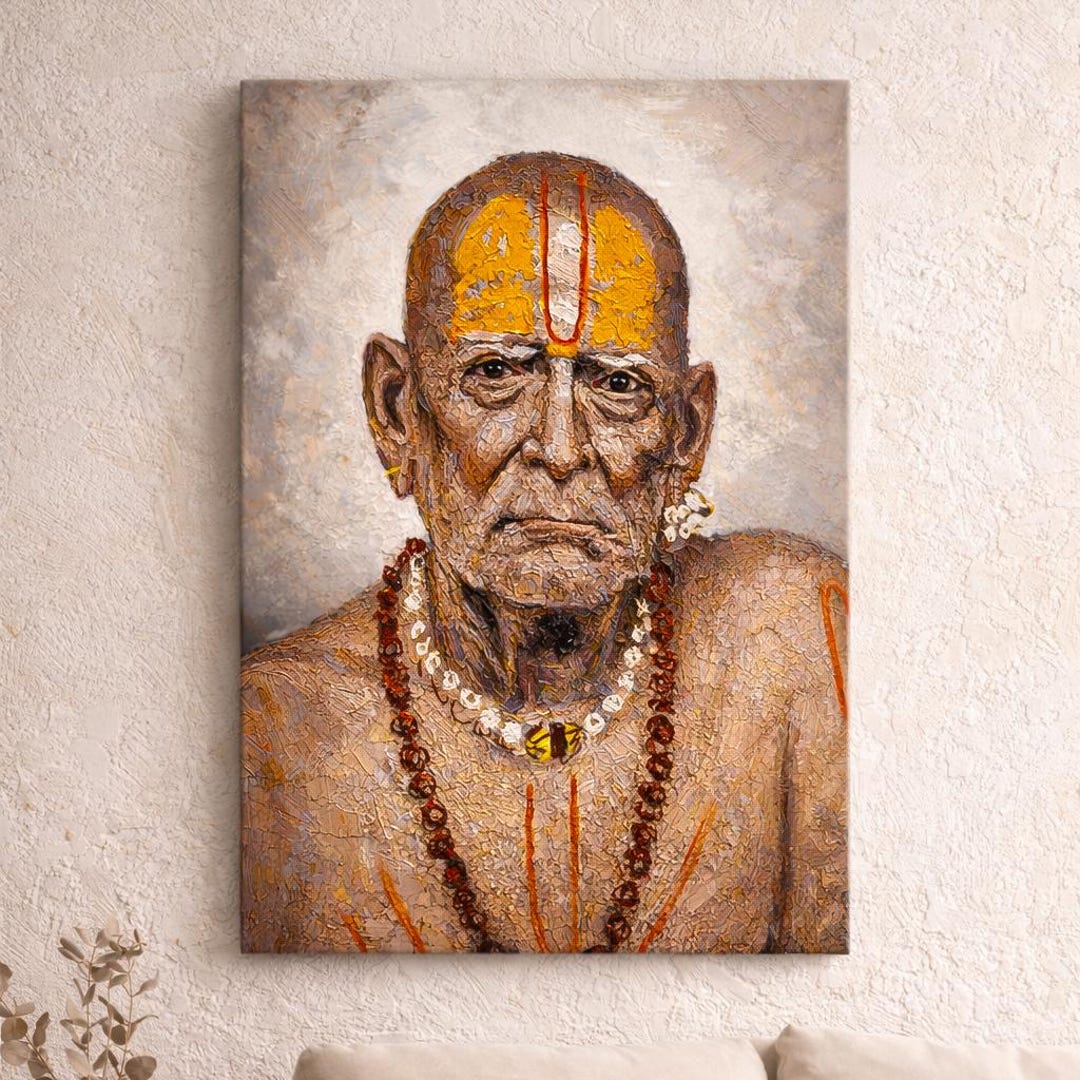 Swami Samarth Oil Painting Digital Download | Spiritual Indian Wall Art ...
