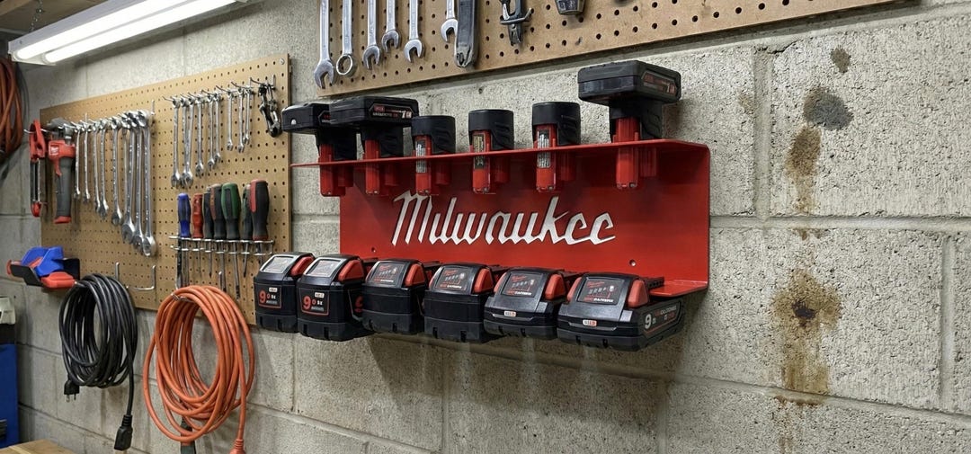 Milwaukee M18 / M12 Locking Battery Holder | Organizer | Rack | Hanger ...